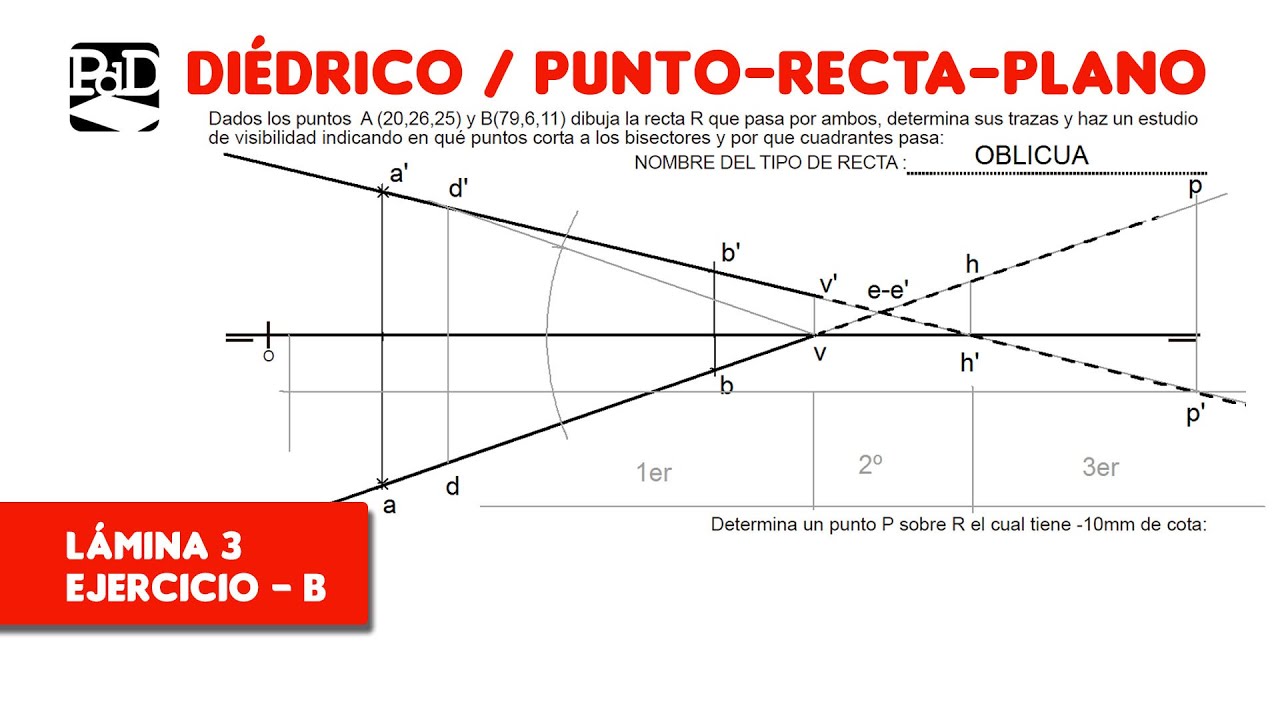 Pag. 03-B - Punto Recta Plano - Ejercicios de Sistema Diédrico (SDO_PRP_L4). - YouTube