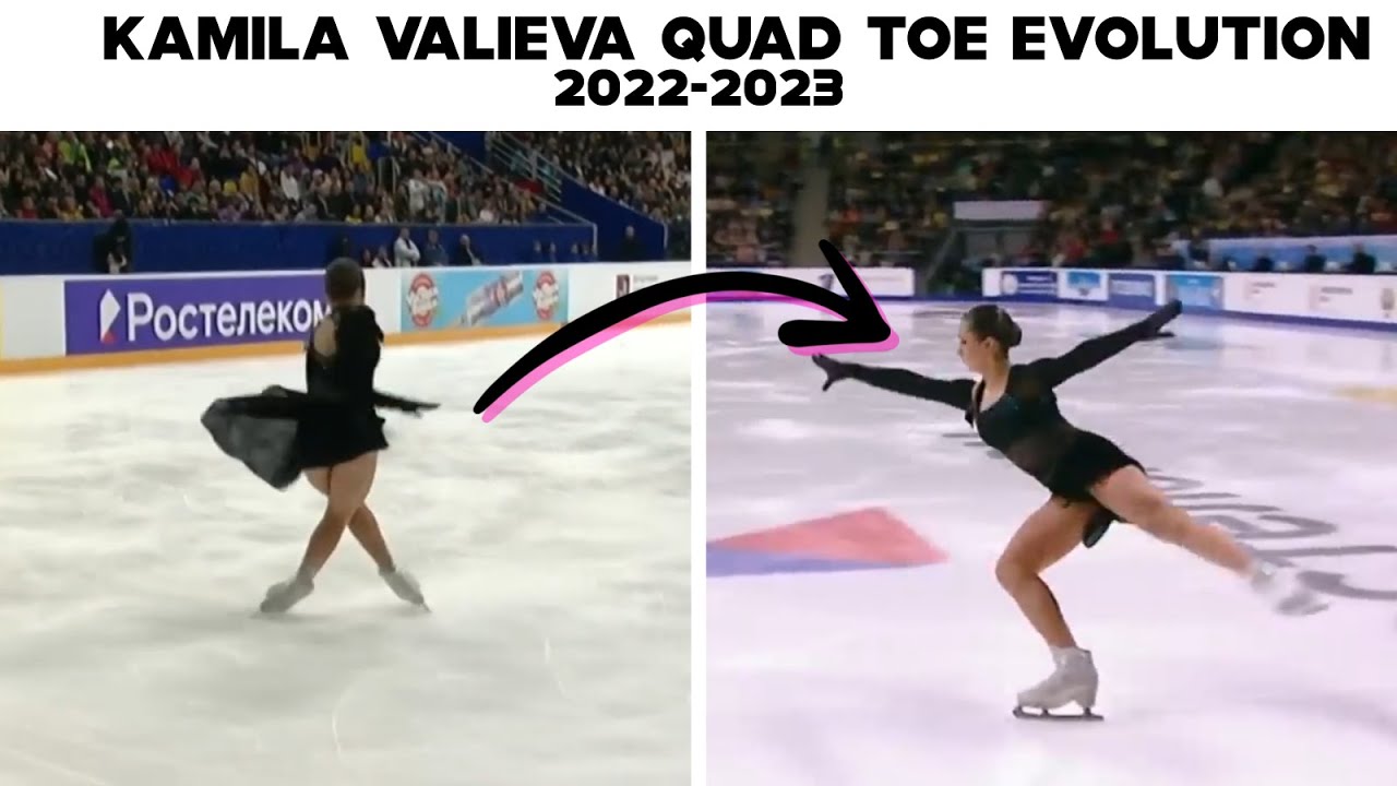 Kamila Valieva Quad Toe (4T) Evolution 2022-2023 - YouTube