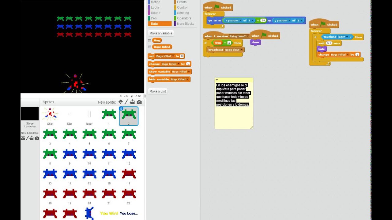 Galaga Juego Scratch Marcos Abruna, Angel Montes, Rafa Cruz y Nicole ...