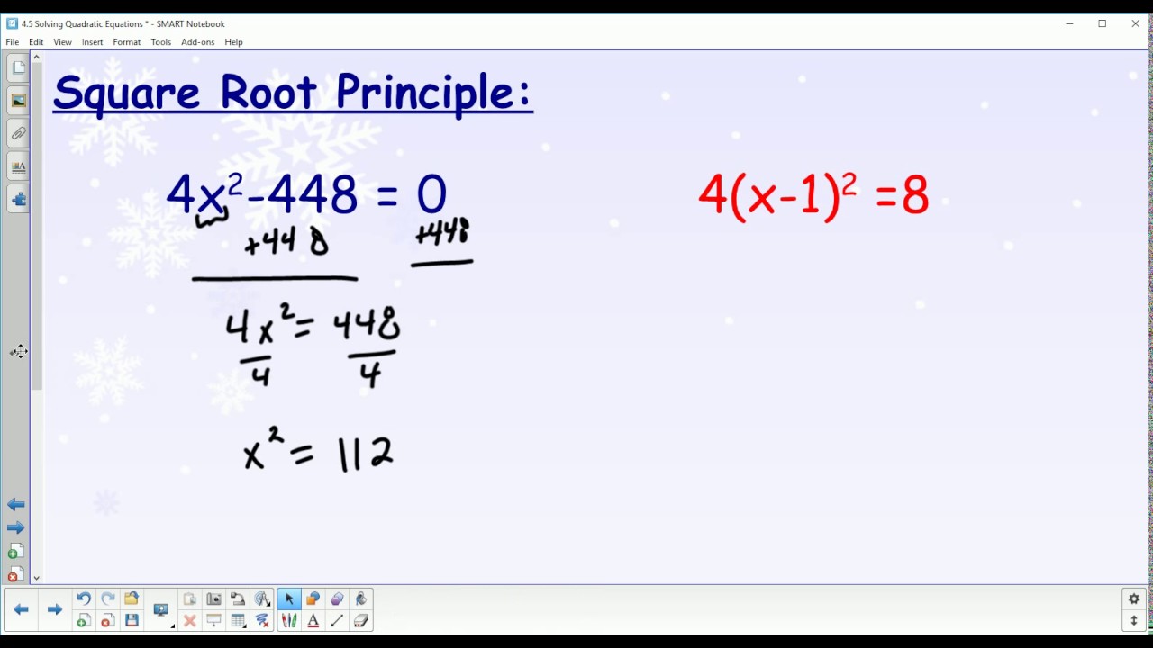4 5 Solving Quadratics Square Root Principle - YouTube