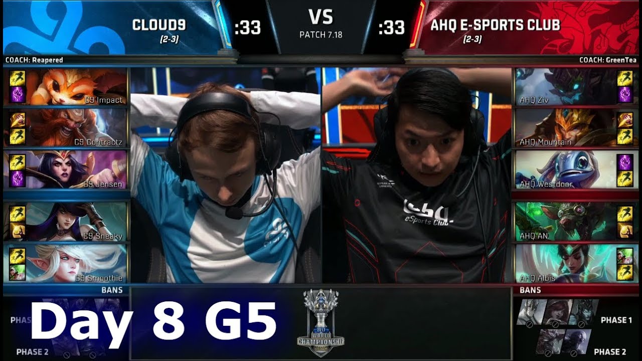 Cloud 9 vs ahq e-Sports | Day 8 Main Group Stage S7 LoL Worlds 2017 | C9 vs AHQ G2 - YouTube