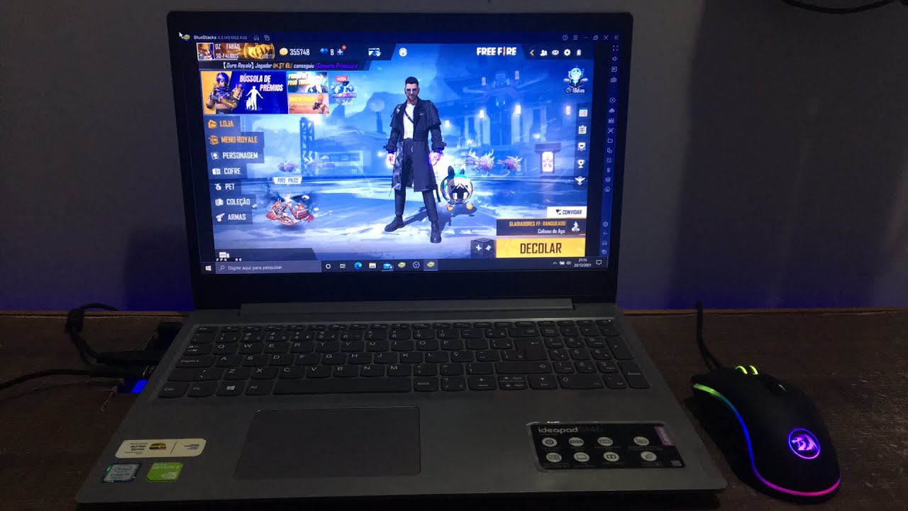 Jogando free fire no notebook ideapad s145 gladiadores ff rankeado ...
