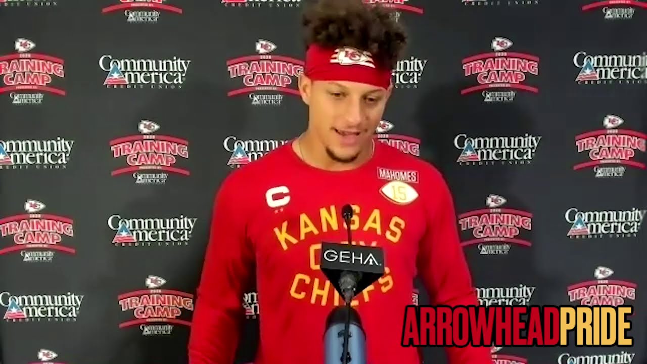 Patrick Mahomes speaks to the media as Chiefs training camp comes to a ...