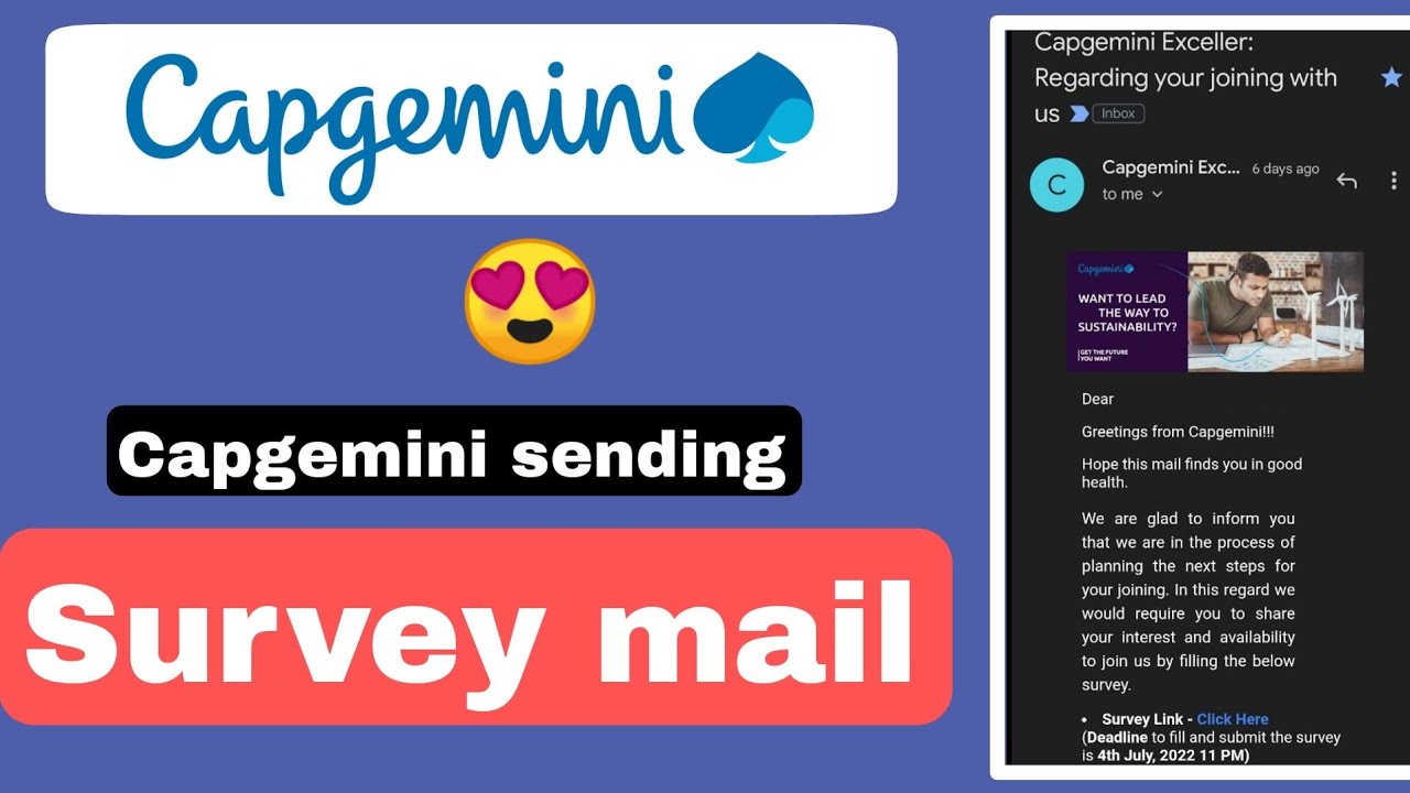 Capgemini sending survey mail | survey mail | Capgemini date of joining ...