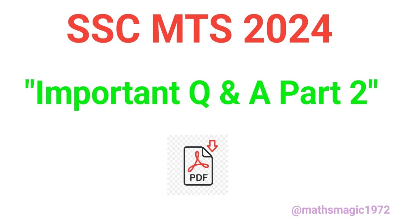 "SSC MTS 2024 Important Questions and Answers Part 2" - YouTube