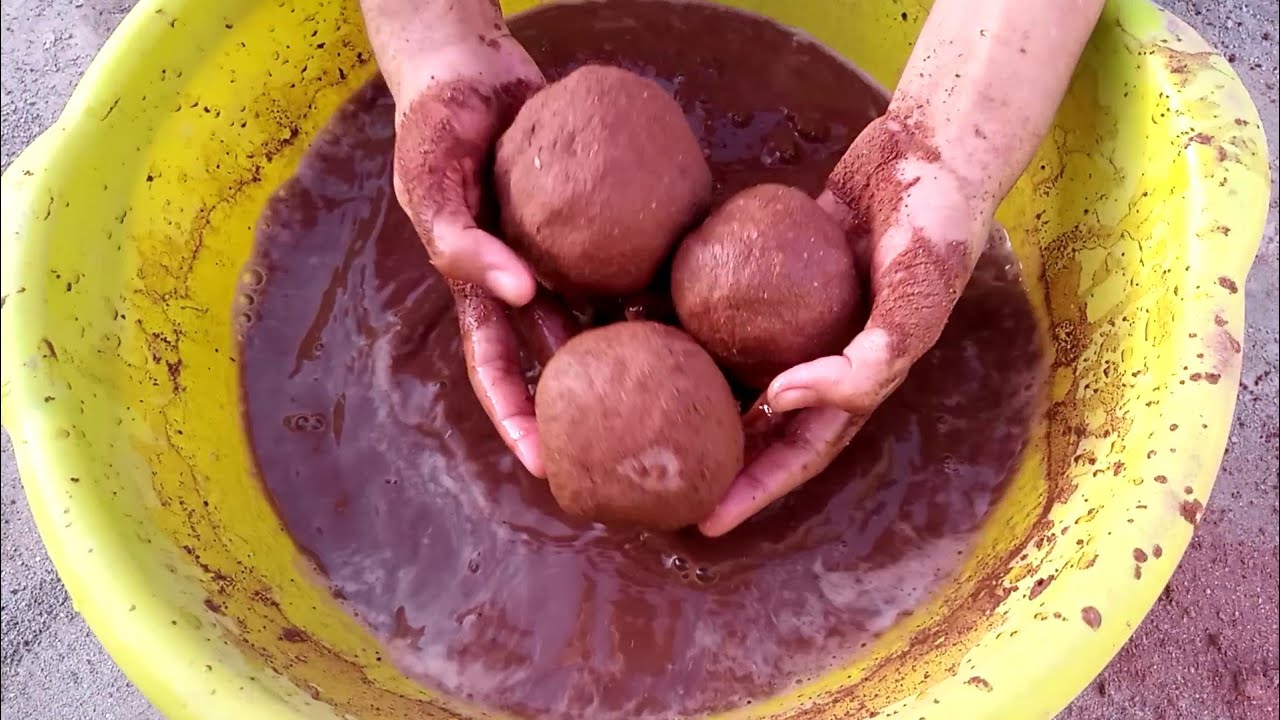 Red balls little bit harder crushing in water very mouth watering and ...