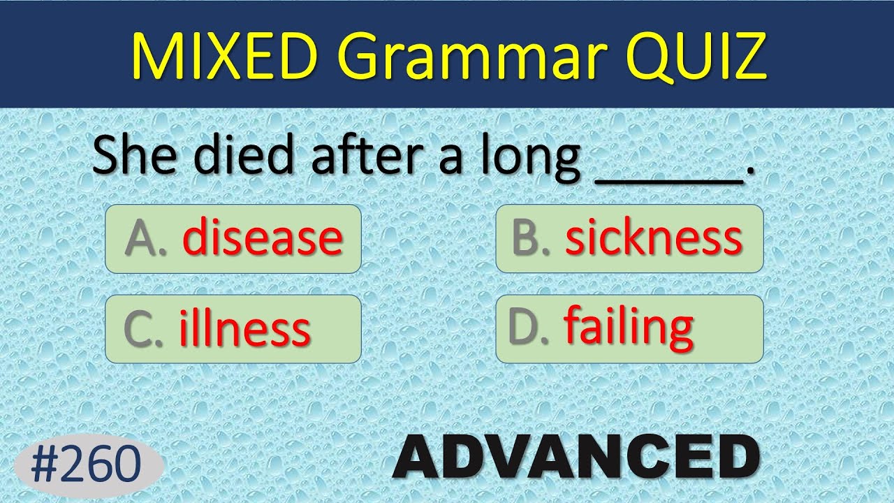 Advanced English Grammar Test | Intermediate English Question and ...