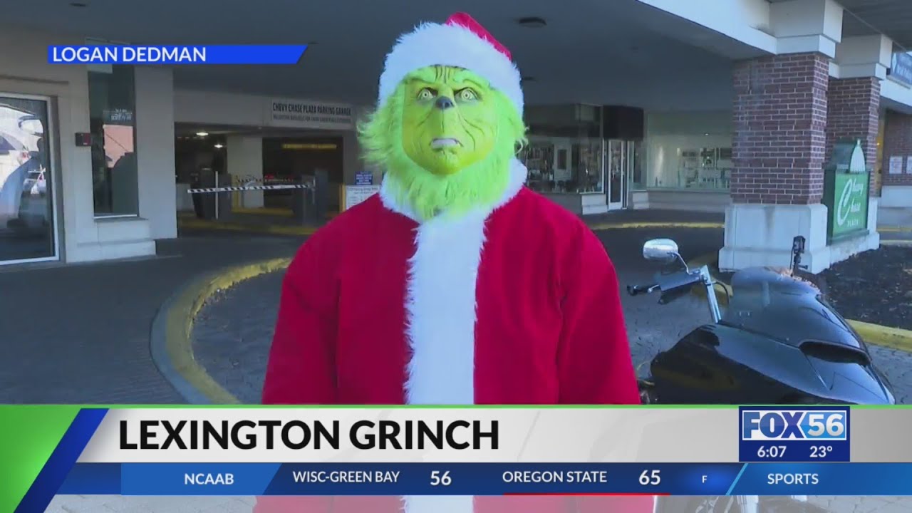 Lexington man rides on motorcycle dressed as the Grinch - YouTube