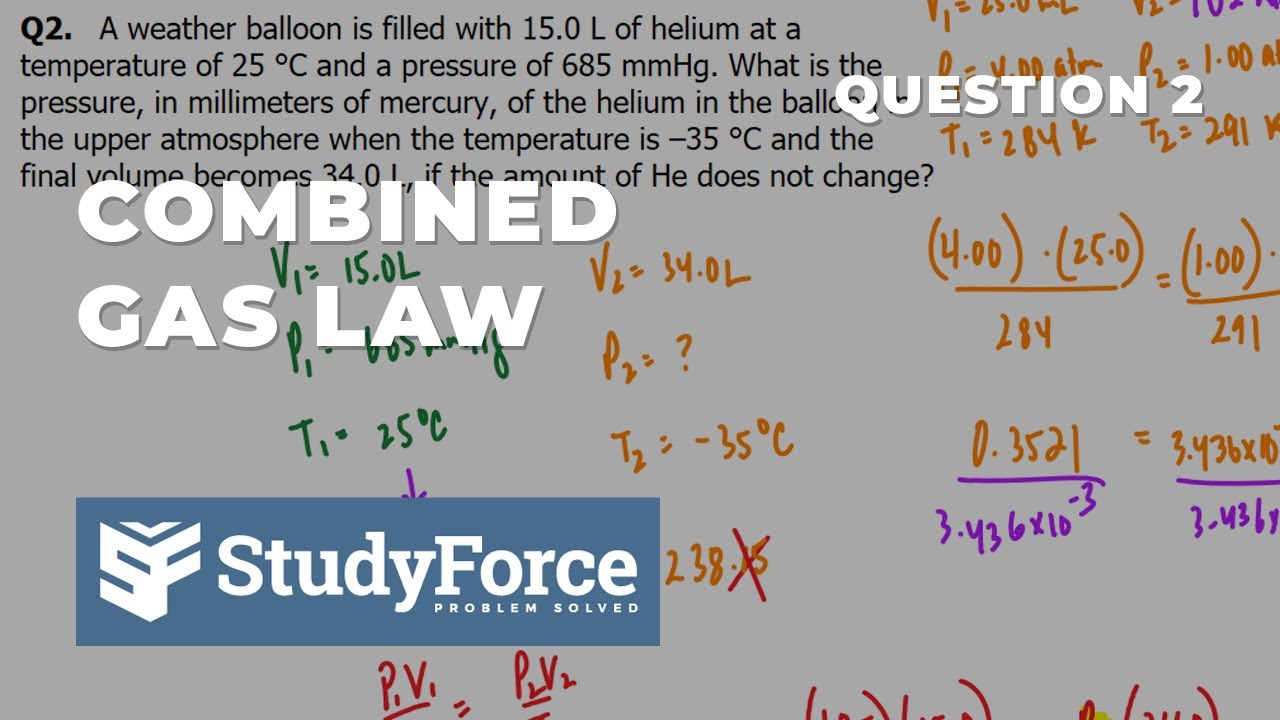 Using the Combined Gas Law (PV/T = PV/T) | Example 2 - YouTube