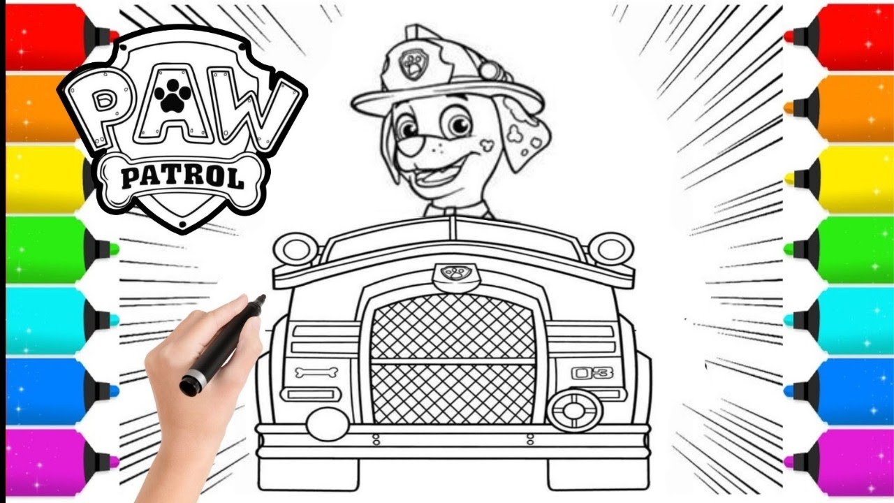 Drawing and coloring, Paw Patrol Marshall | super heroes coloring pages ...