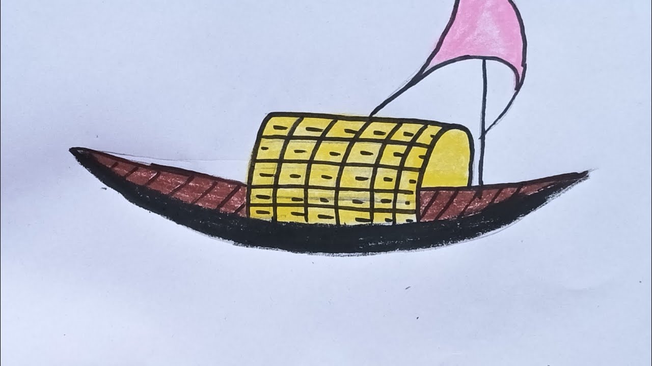 how to draw a boat easy/সহজে নৌকা আঁকানো/ পাল তোলা নৌকা চিত্র ⛵ - YouTube