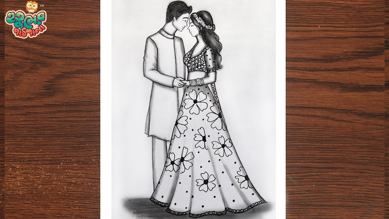 Amazing drawing technique of how to draw a beautiful couple very easy ...