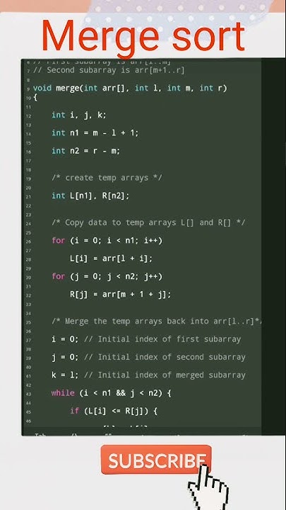 Merge Sort Program Using C Programming Language Mergesort Shorts Coding Youtube