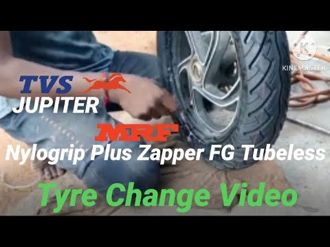 Tvs Jupiter 125 tyre change Mrf tyre TL - YouTube