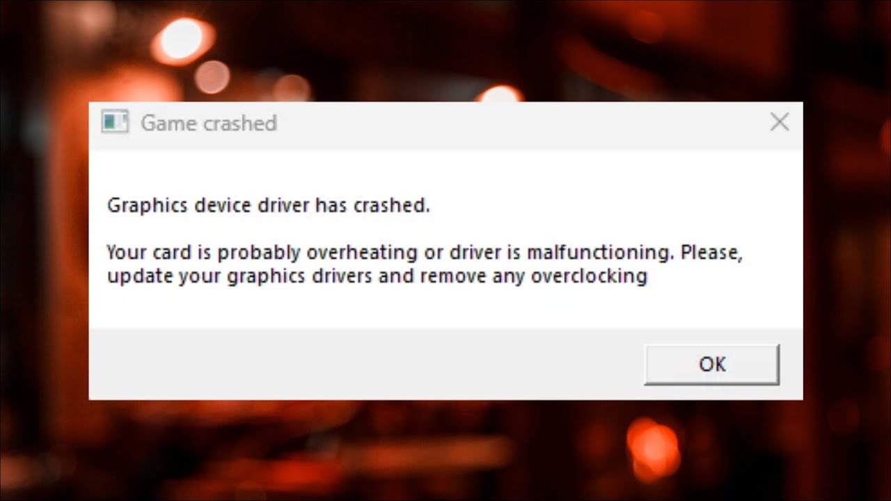 Graphics Device Driver Has Crashed - YouTube