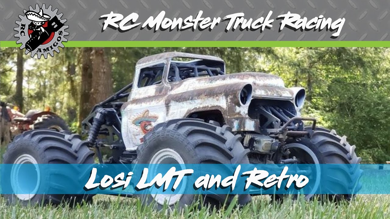 Losi LMT and Retro RC Monster Truck Race - YouTube