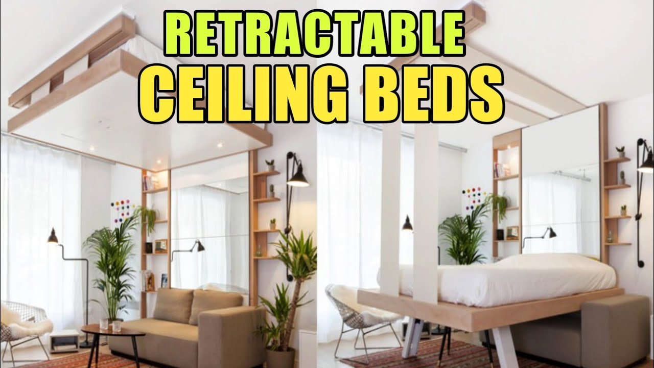 RETRACTABLE CEILING BED | Space Saving Furniture Ideas 2020 | Creative ...