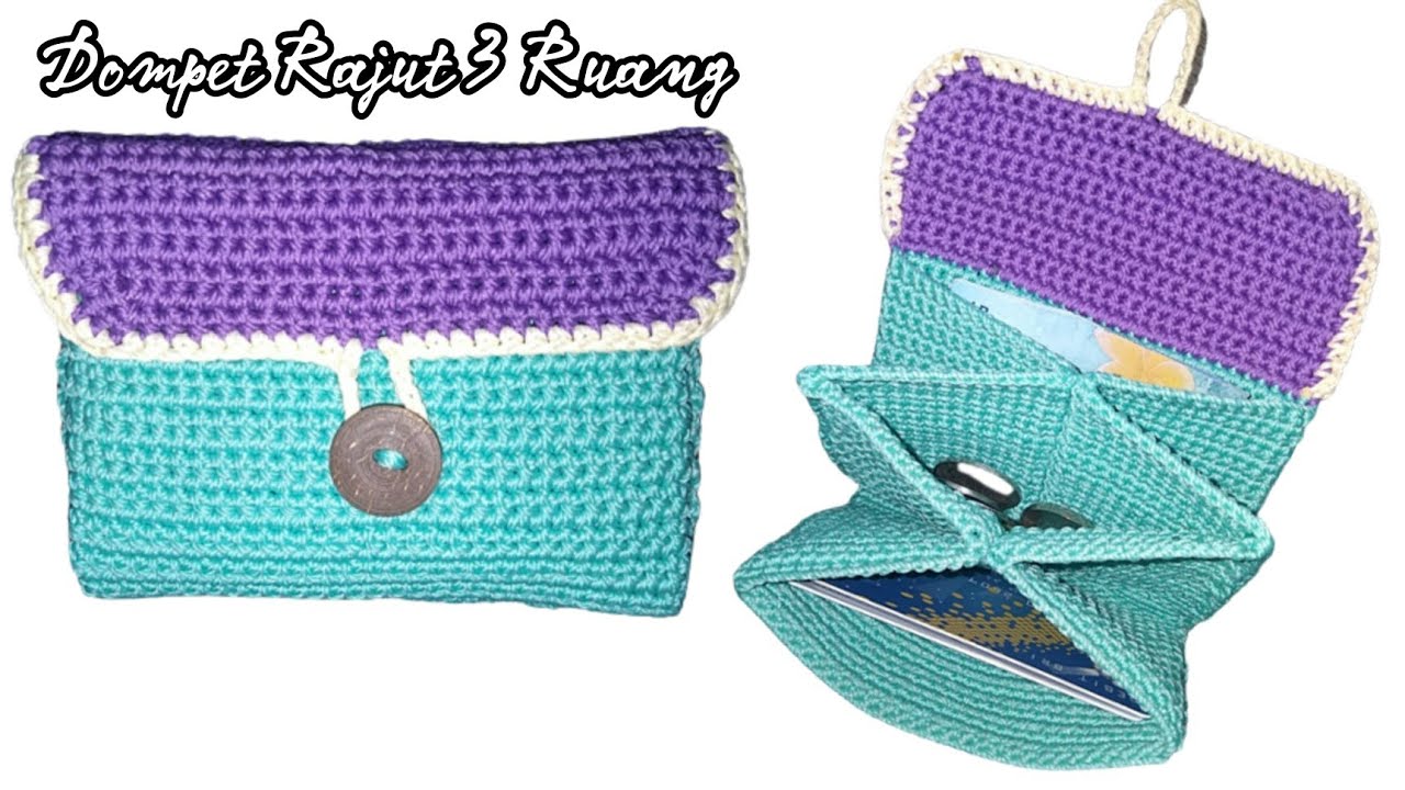 Dompet Rajut 3 Ruang || Free Pattern For Beginners - YouTube