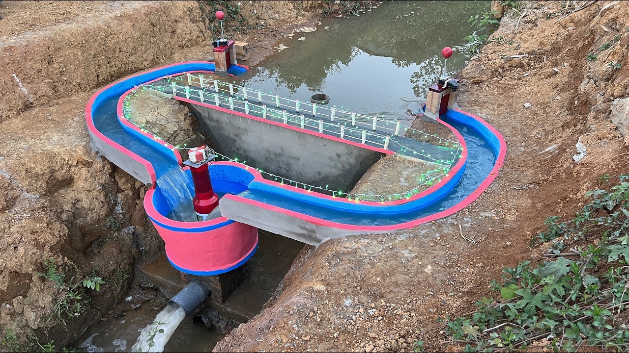Building a Hydroelectric Power Plant with 2 Powerful Water Outlets ...