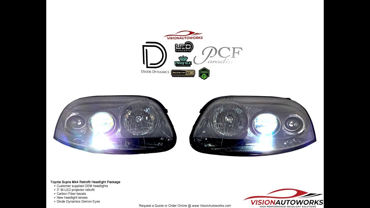 Toyota Supra Mk4 Retrofit Headlights - 3" Bi-LED, Demon Eyes, Carbon ...