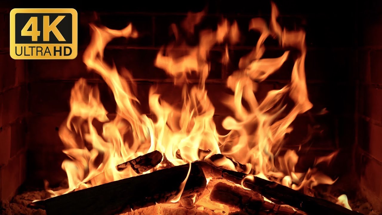 FIREPLACE 4K 🔥 Cozy Fireplace video with Burning Logs & Fire Sounds ...