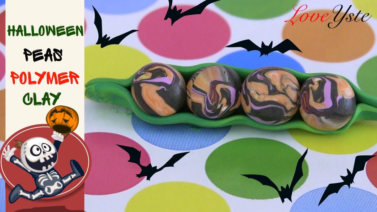Halloween Peas - Polymer Clay (Easy Tutorial) ポリマークレイ - YouTube
