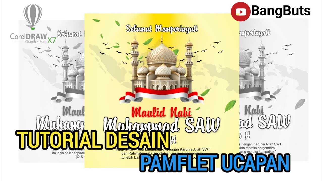 TUTORIAL DESAIN PAMFLET UCAPAN MAULID NABI MUHAMMAD SAW | CorelDrawX7 - YouTube