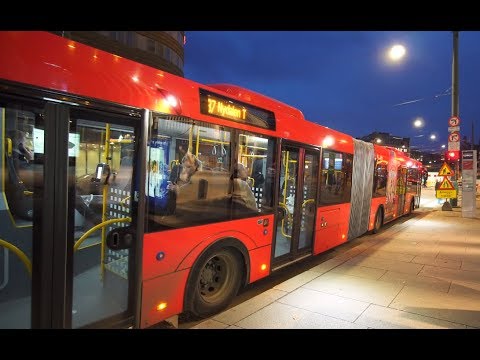 Norway, Oslo, ride with bus No 37 from Grønland to Jernbanetorget ...
