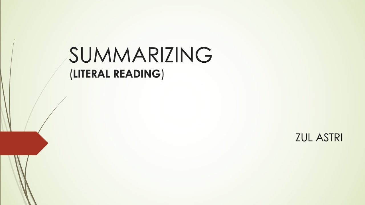 Summarizing Material (Literal Reading) - YouTube
