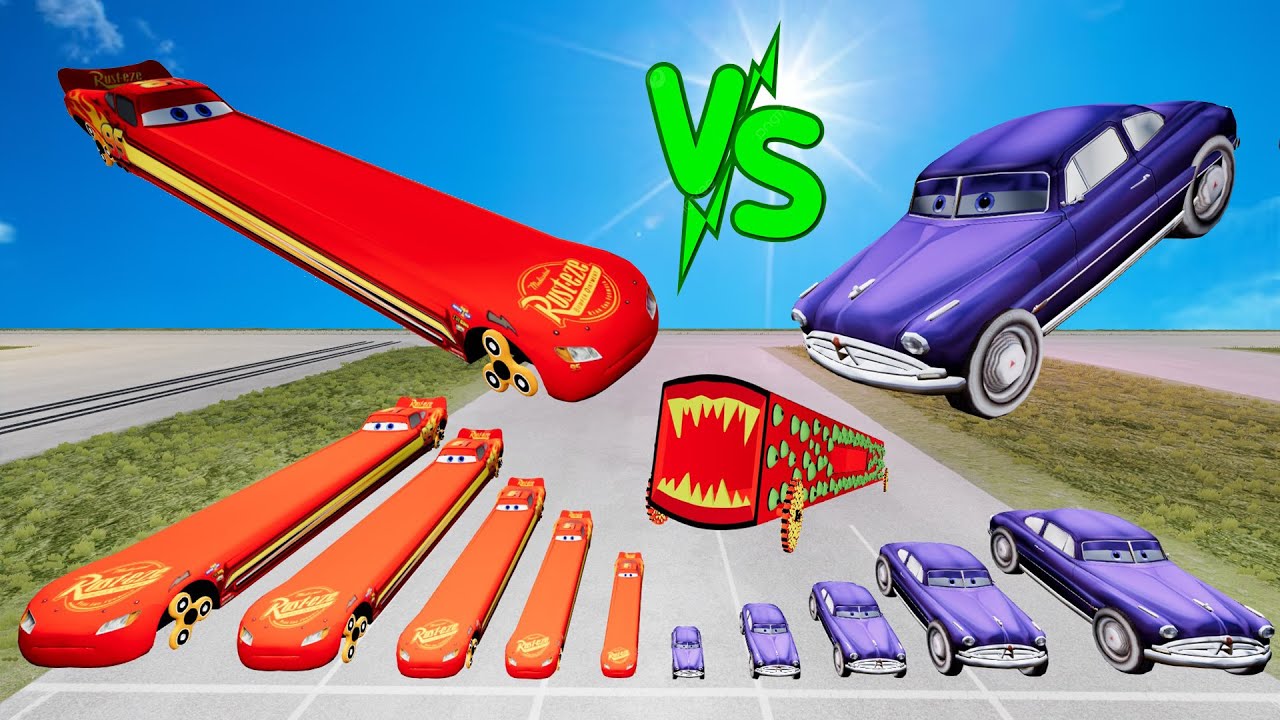 Long & short Cars vs Train Eater. Lightning McQueen and Doc Hudson ...