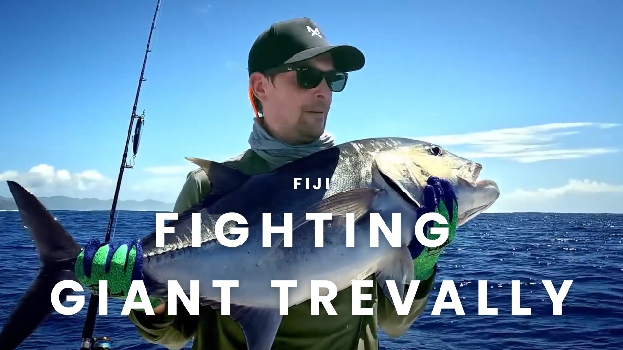 HUGE Fight with a GIANT TREVALLY In FIJI (Fiji: The Great Astrolabe ...