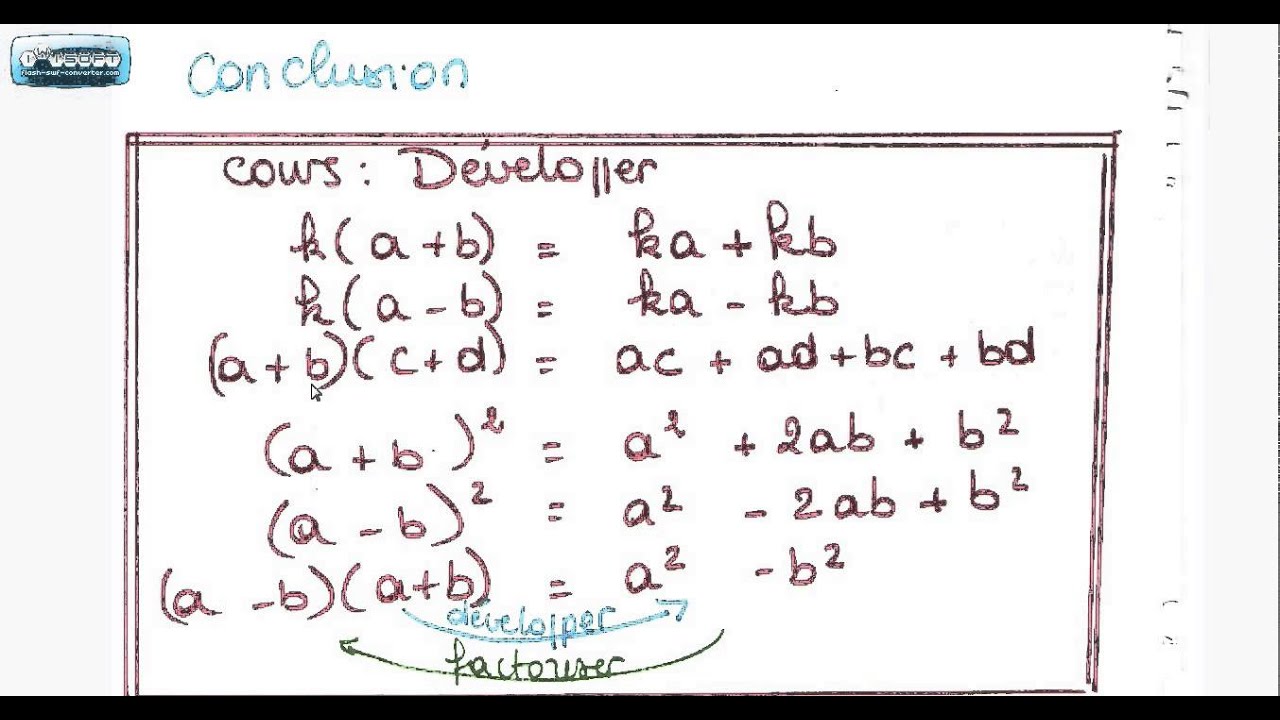 3eme calcul littéral (3) 3ème identité remarquable +cours à apprendre ...