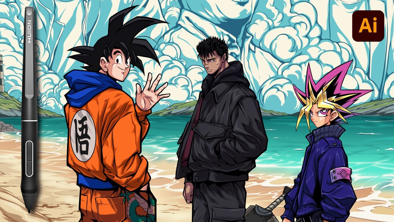 Tribute to the Legends of Anime: A Digital illustration on Adobe ...