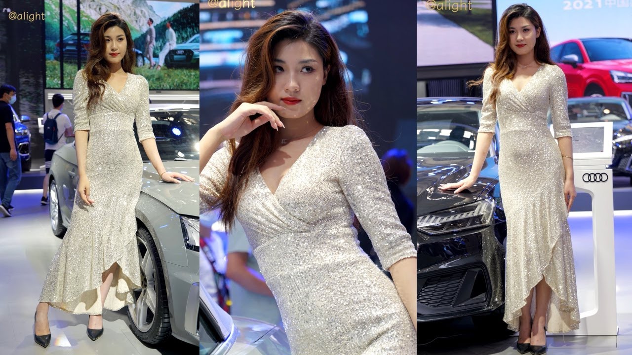4K奥迪02车模 Auto Show Model 2021苏州十一车展（竖）Show Girl - YouTube