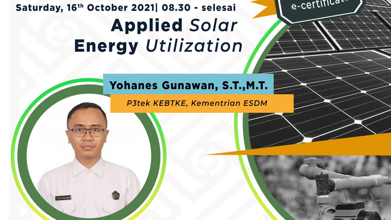 WEBINAR - Applied Solar Energy Utilization (16 Oktober 2021) - YouTube