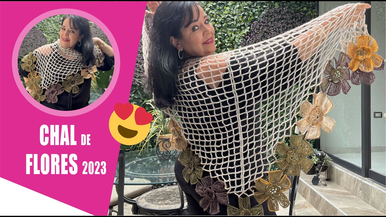 CÓMO TEJER UN CHAL DE FLORES 2023 EN GANCHO O CROCHET 🌼 🌼 MUY FÁCIL ...