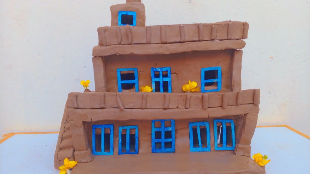 beautiful clay big house 🏡|How to make big house from clay|Clay toys ...