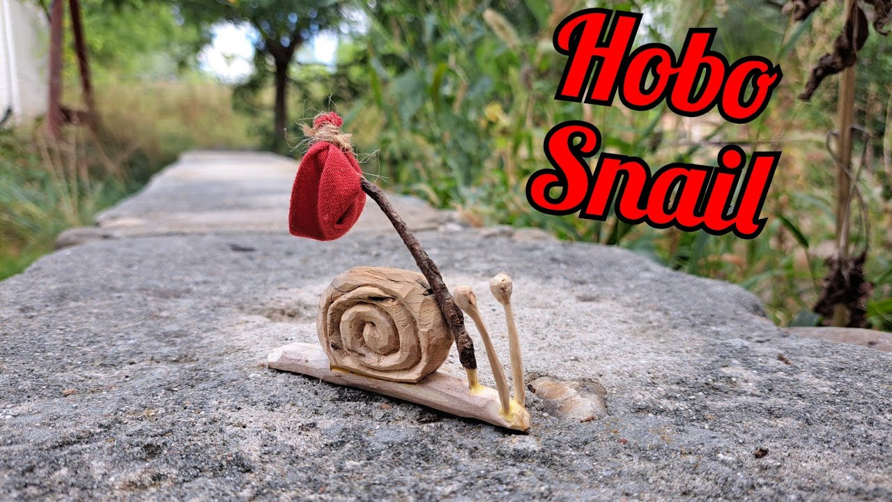 Whittling a Hobo Snail from tree branches with a pocket knife - YouTube