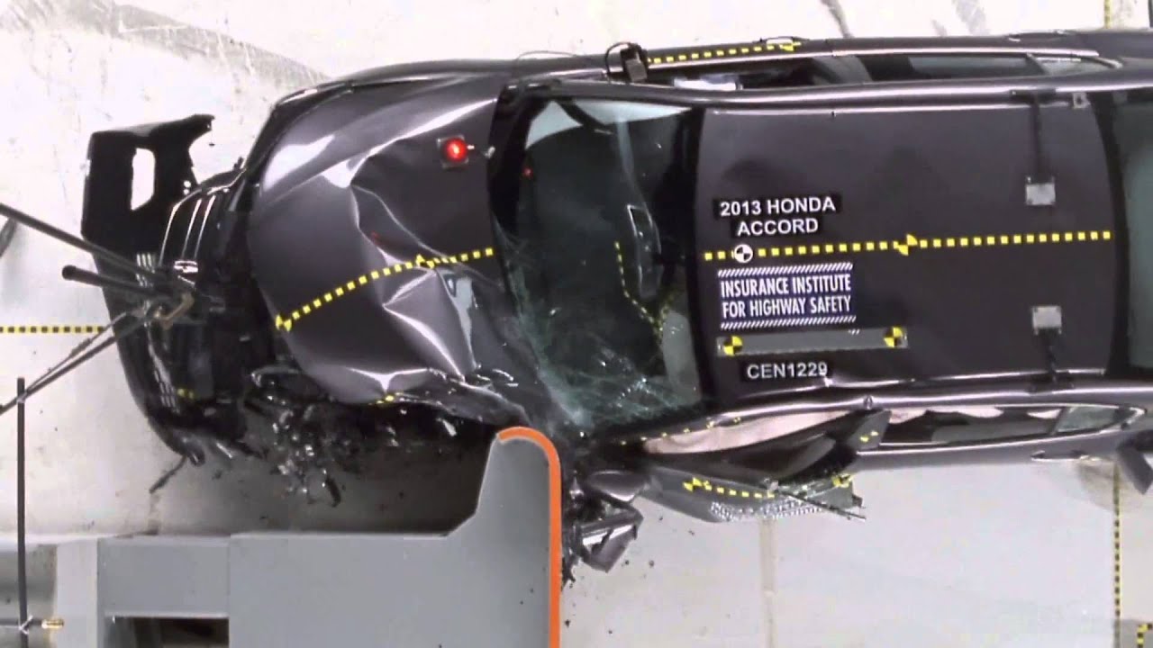 2013 Crash Test Honda Accord 4 Door IIHS Small Overlap Test - YouTube
