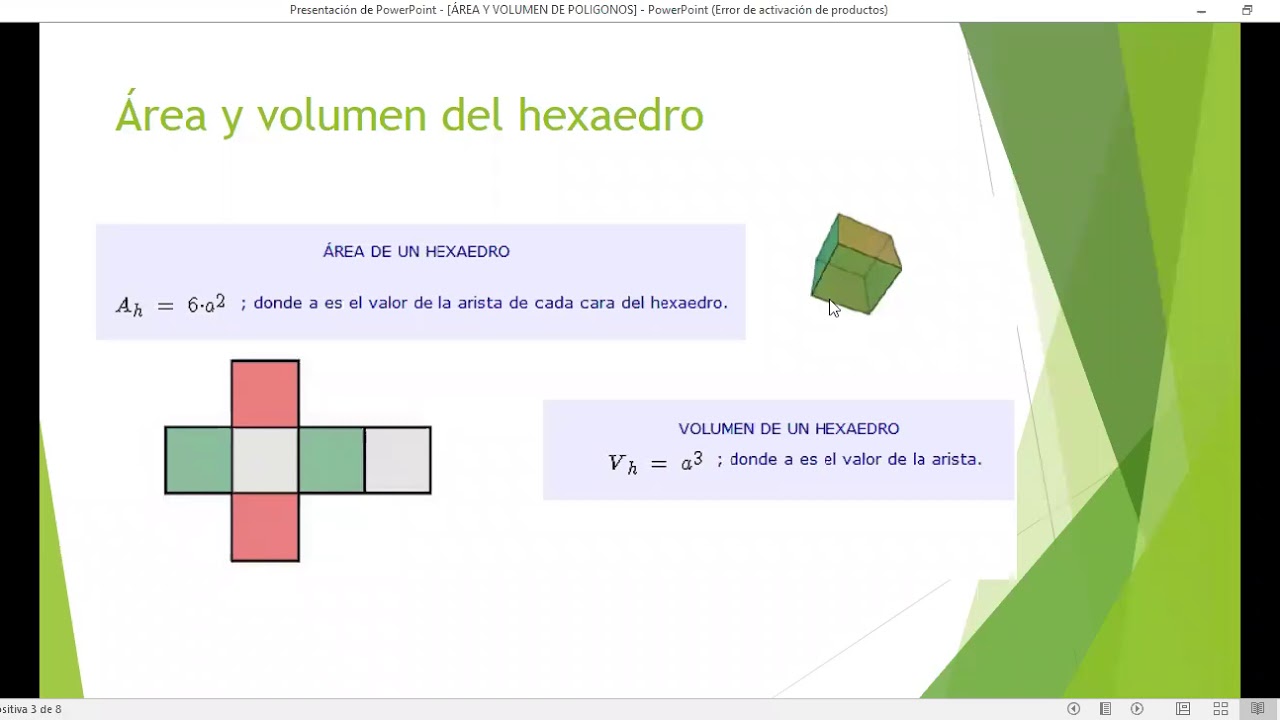 área y volumen del hexaedro - YouTube