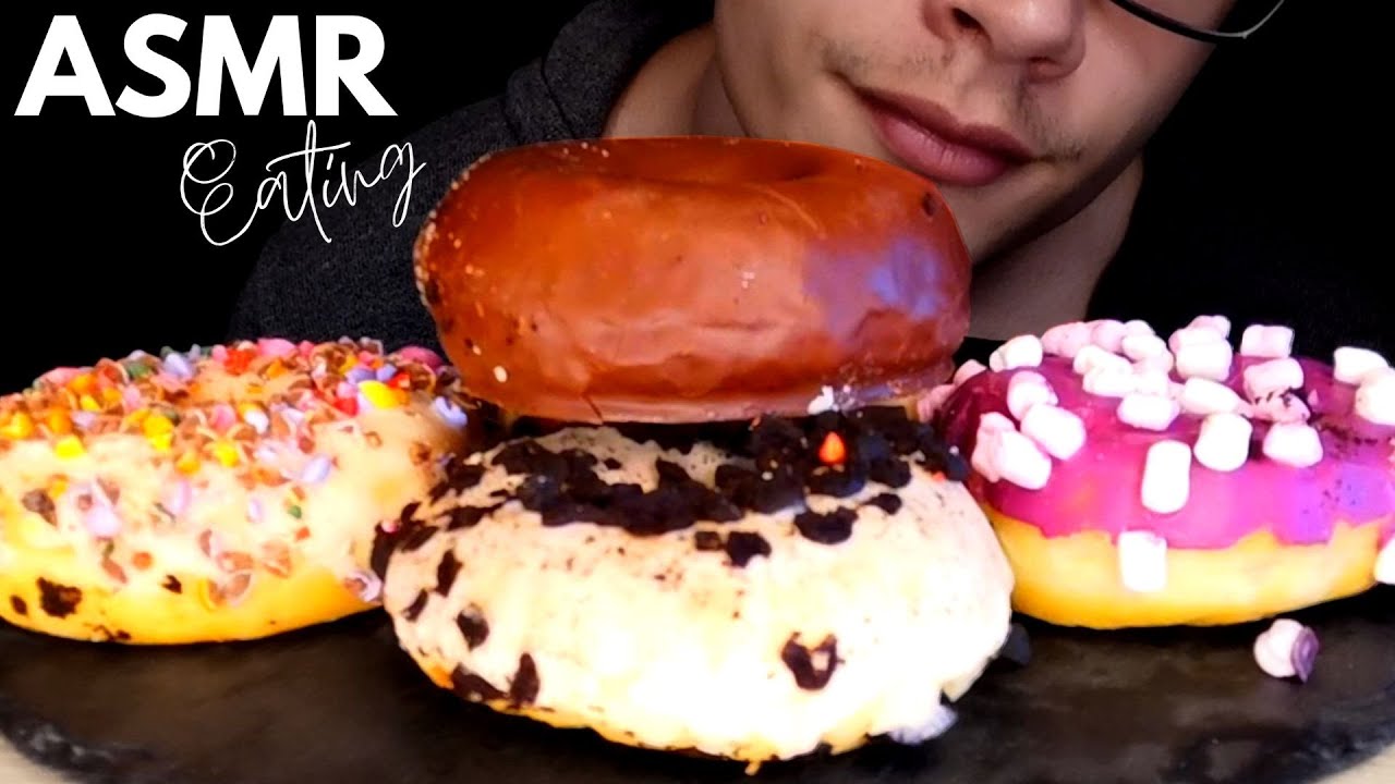 ASMR Eating Donuts Big Bites Mukbang (No Talking) Food Sounds - Ear To ...