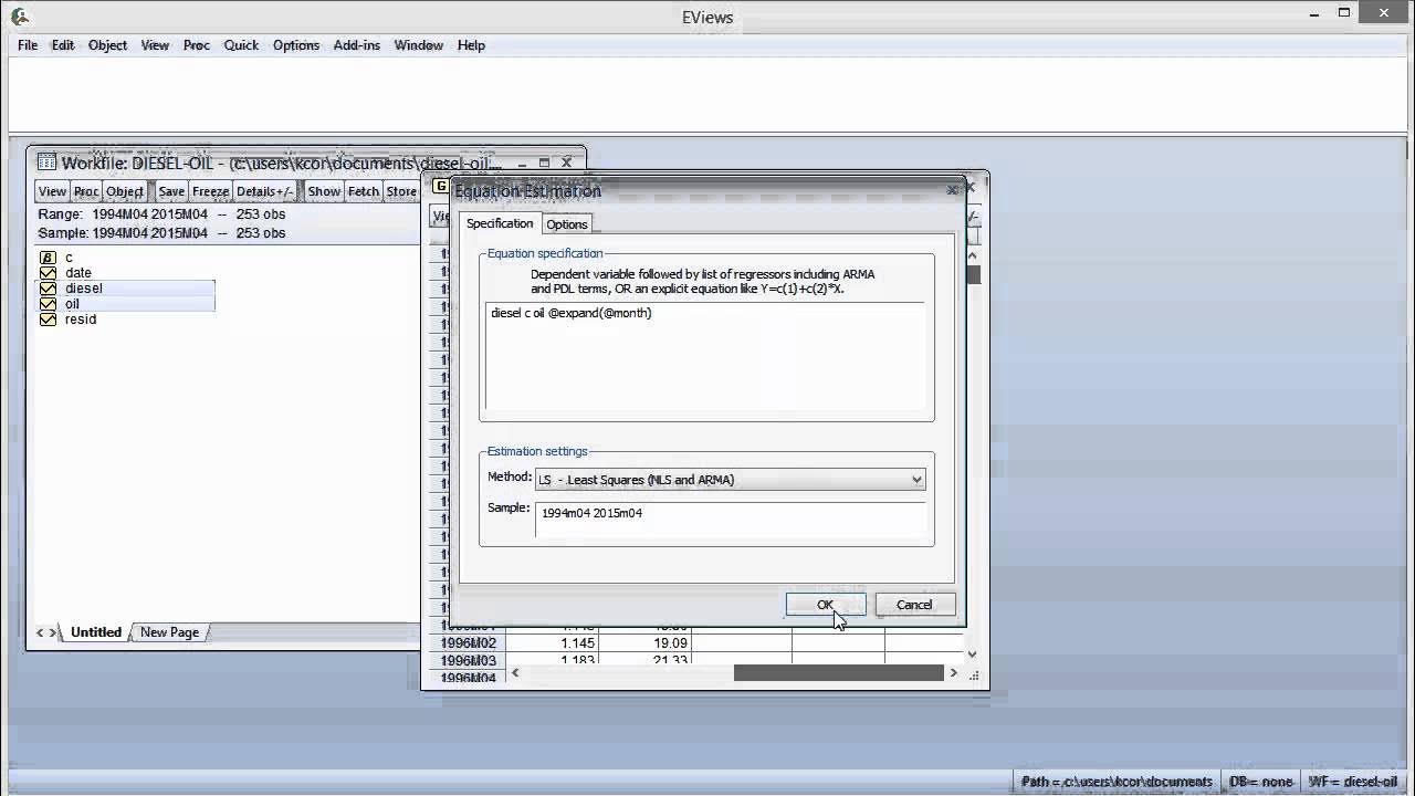 How to Add Seasonal Dummy Variables (EViews 8.1) - YouTube
