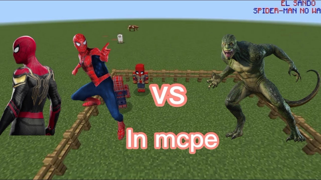 Tom holland & tobey maguire vs lizard in mcpe! - YouTube