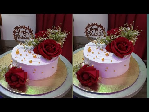 Real rose cake decoration ideas # Real rose design cake # video - YouTube
