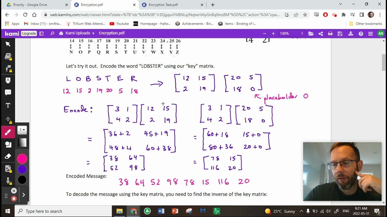 Encryption Using Matrices - YouTube