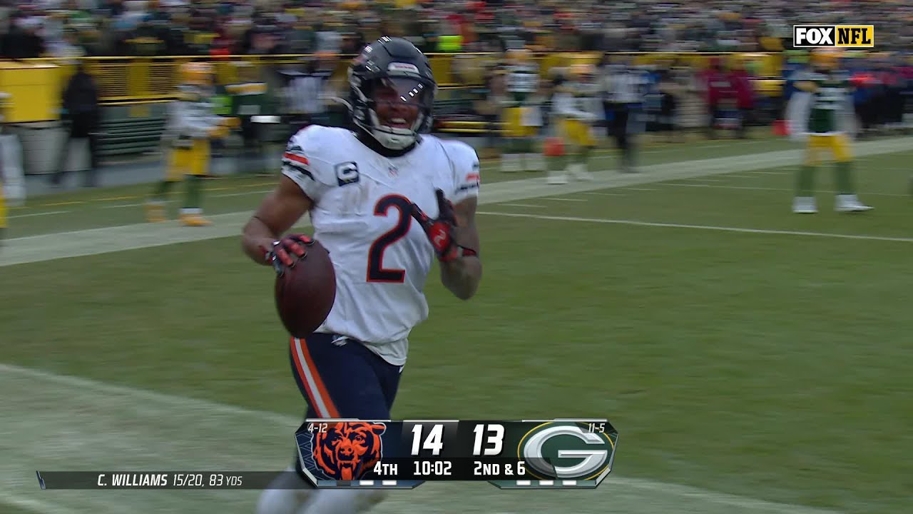DJ Moore's YAC ability is 100 on 32-yard TD vs. Packers - YouTube