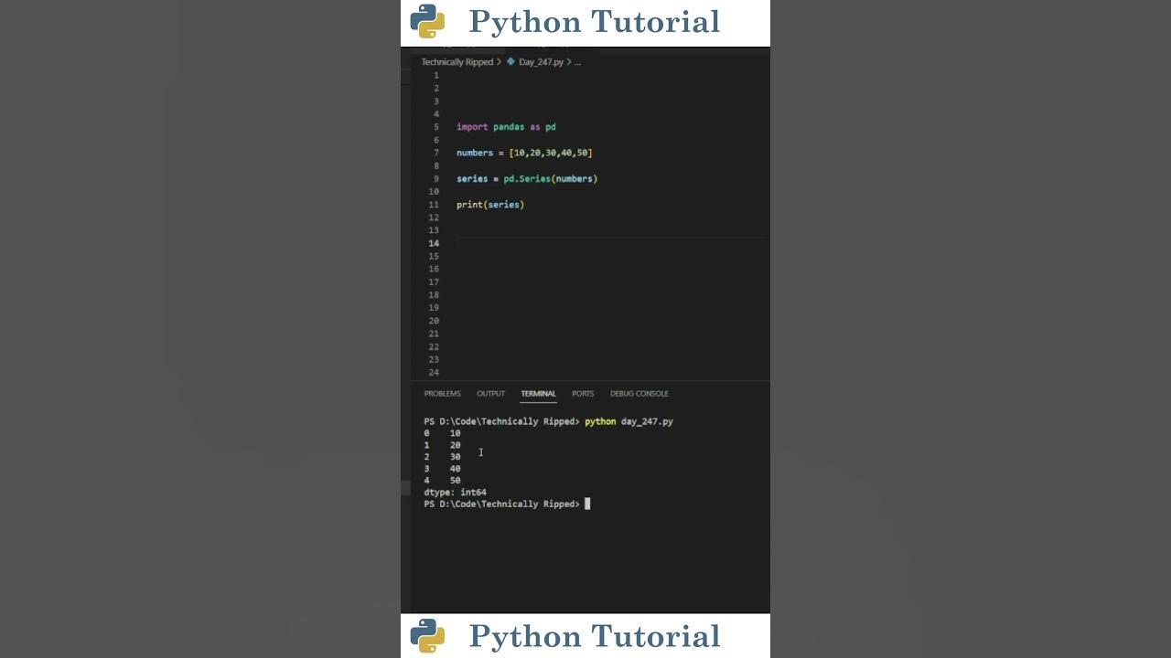 Introduction To Pandas Series | Python Tutorial - YouTube