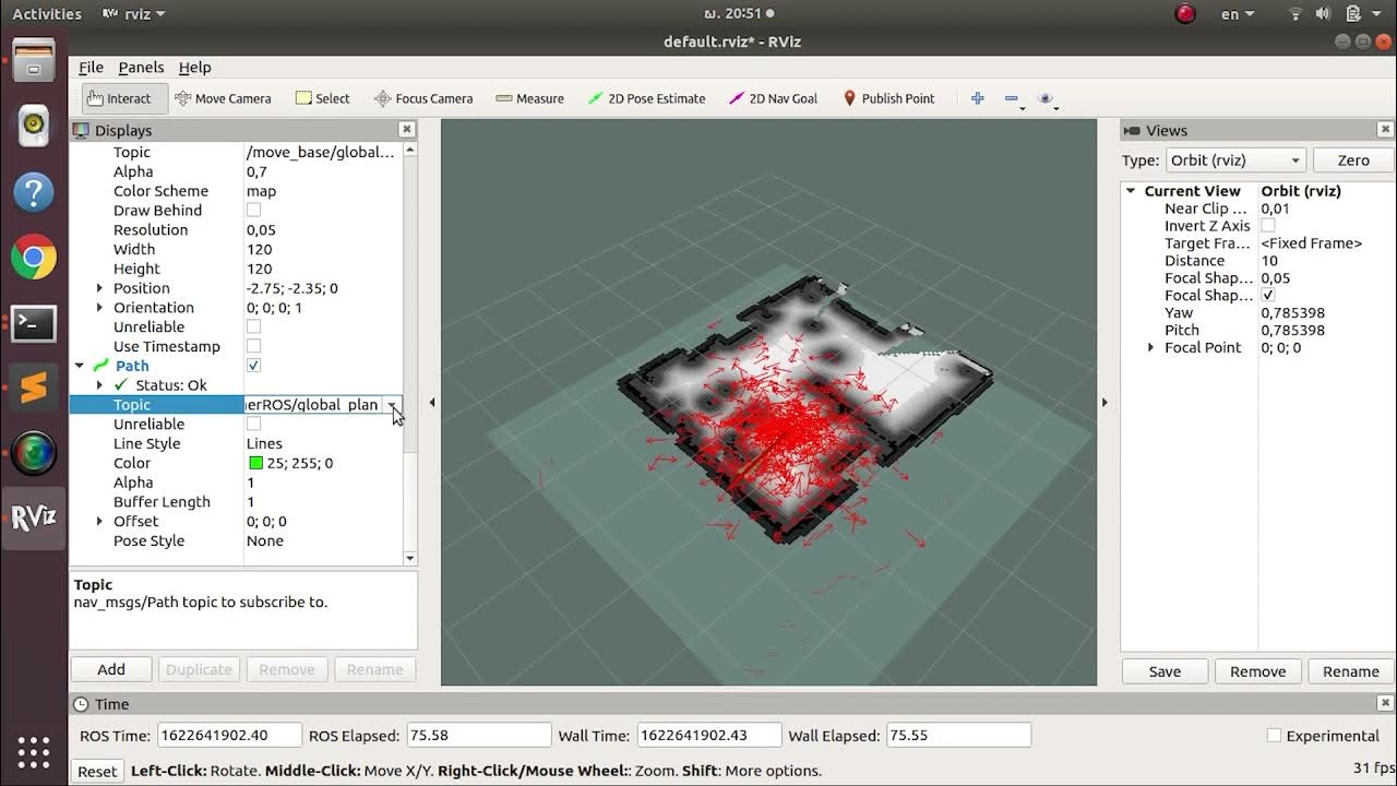 Configure Rviz for Path planning with global costmap in ROS - YouTube