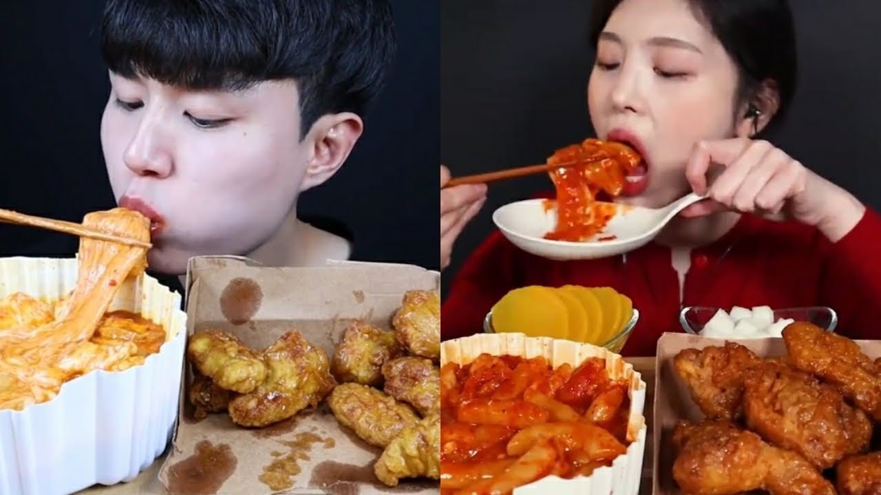 Tteokbokki And Korean Fried Chicken Asmr Mukbang Compilation - YouTube