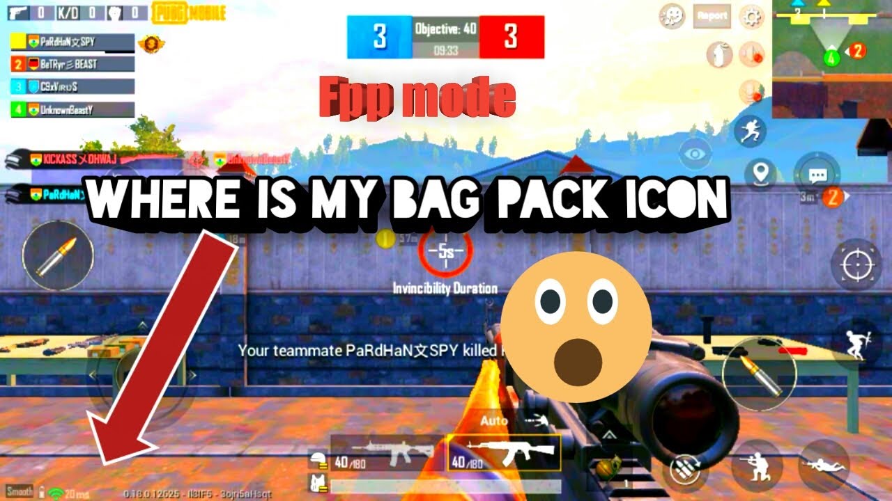 My backpack icon disappear pubg mobile gameplay Fpp mode - YouTube